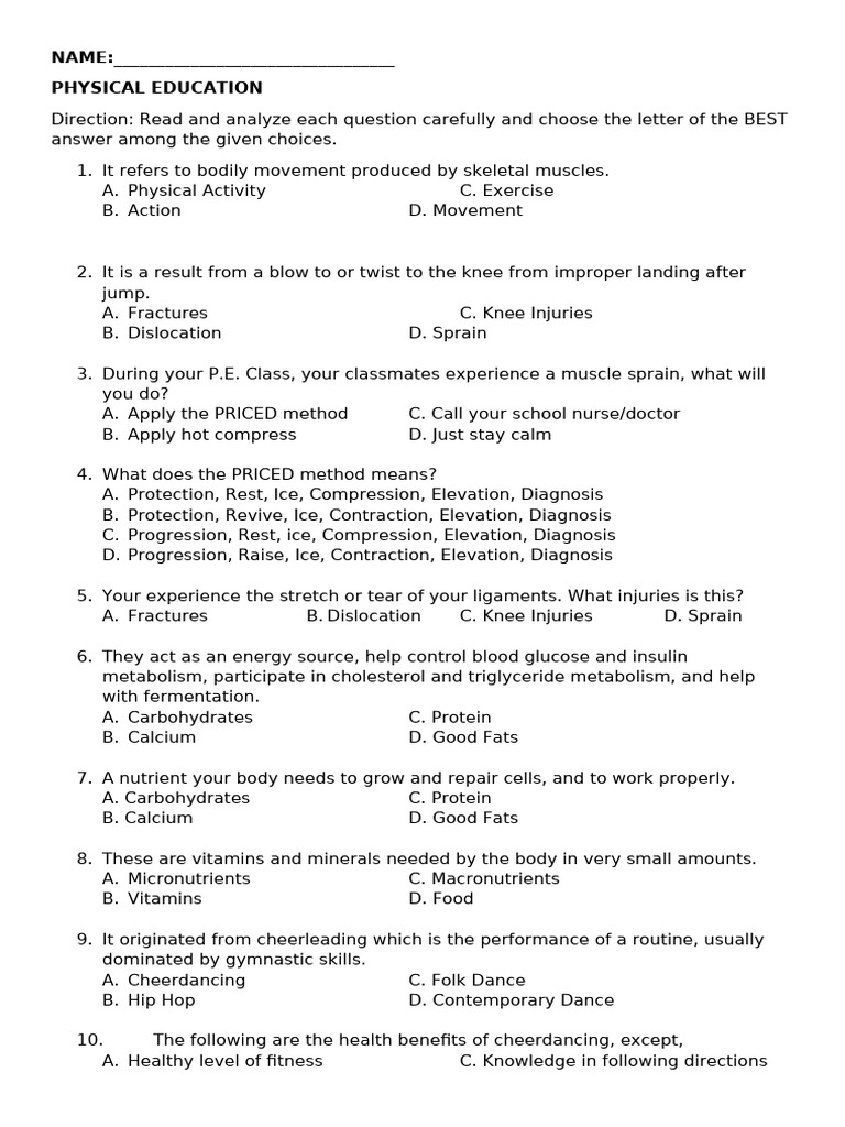 Cheerdance Quiz | PDF