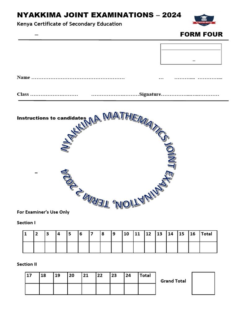 f4 Mathematics Pp1 August Ha | PDF