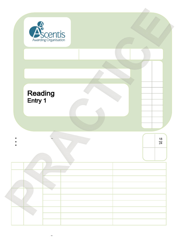E1 ESOL Reading Candidate Paper PPC | PDF