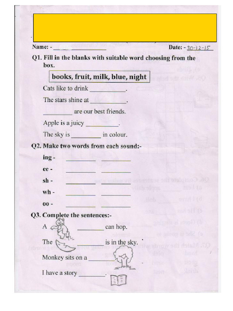 Holiday Homework Class UKG | PDF