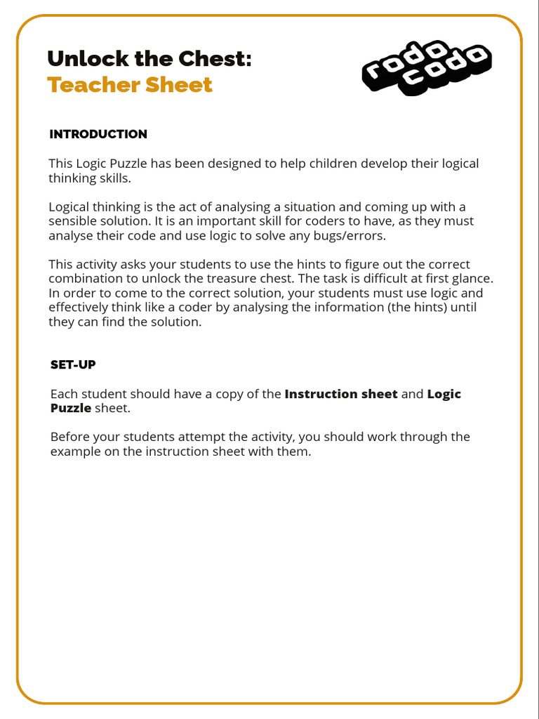 Rodocodo Unplugged Unlock The Chest | PDF