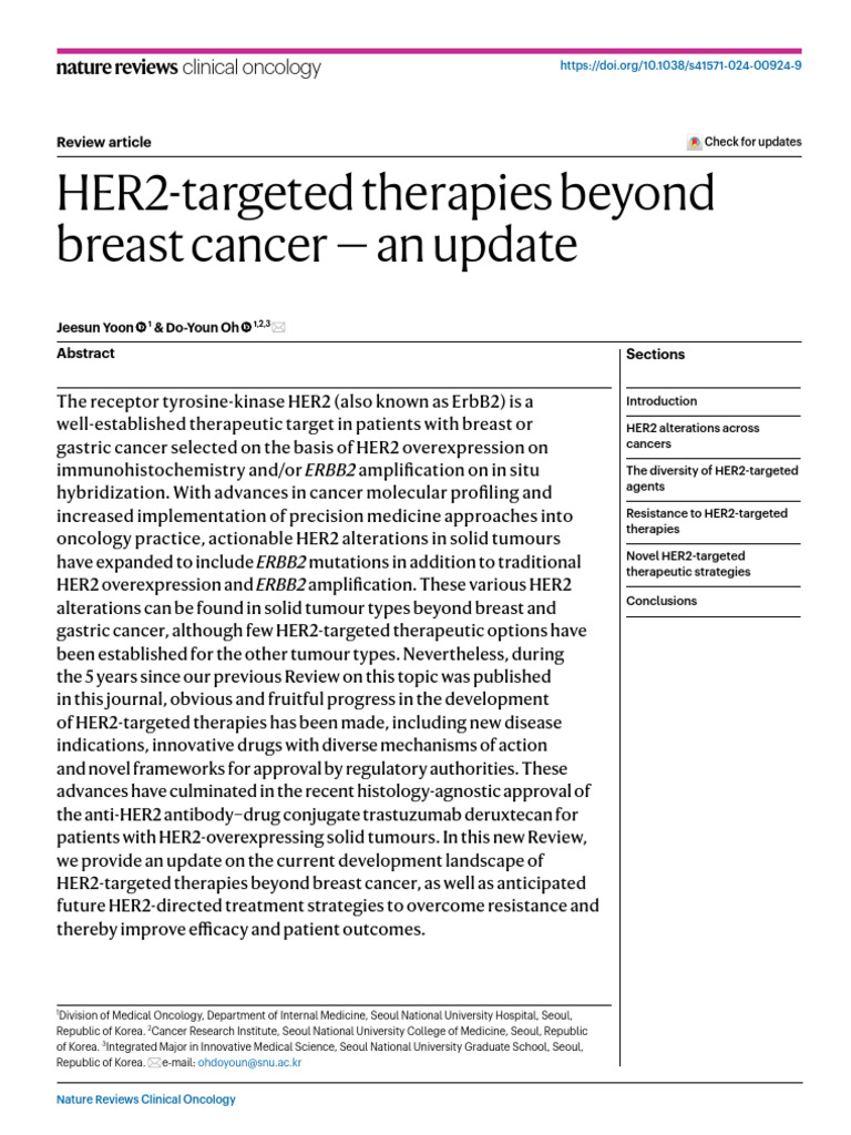HER2-targeted Therapies Beyond Breast Cancer - An Update: Clinical Oncology | PDF