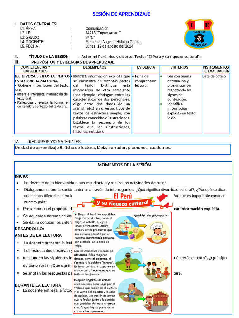 SESIÓN El Peru y su riqueza cultural | PDF