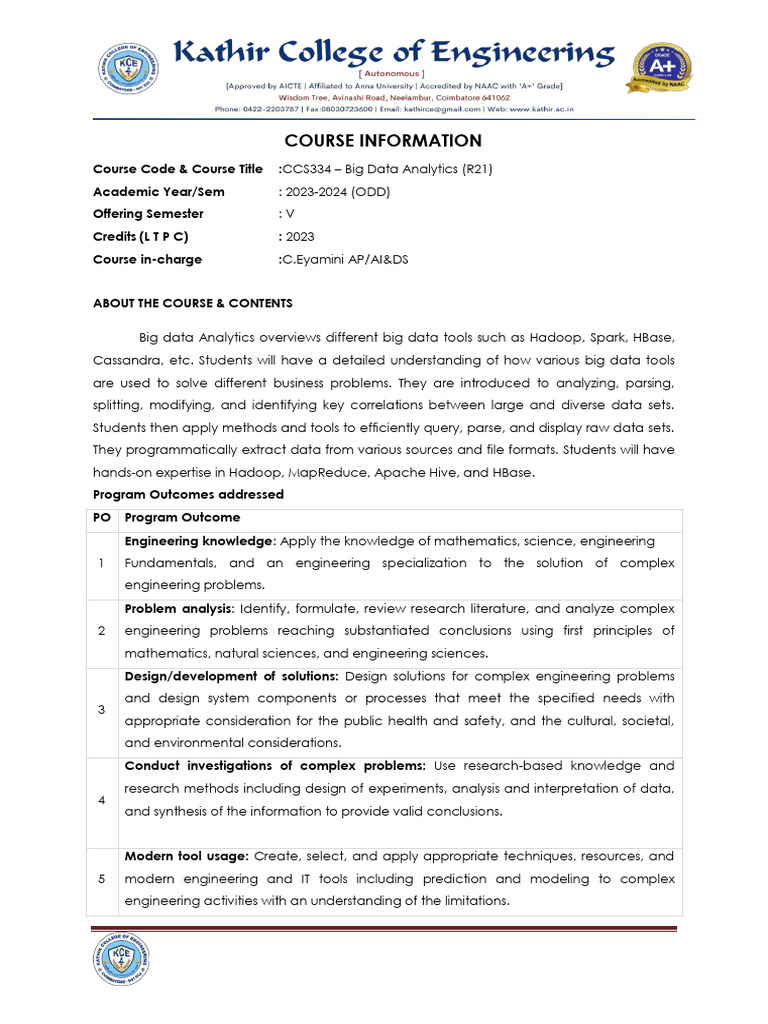 CCS334 Course Info | PDF