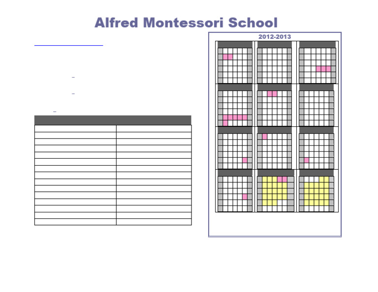 2012 2013 School Calendar | PDF