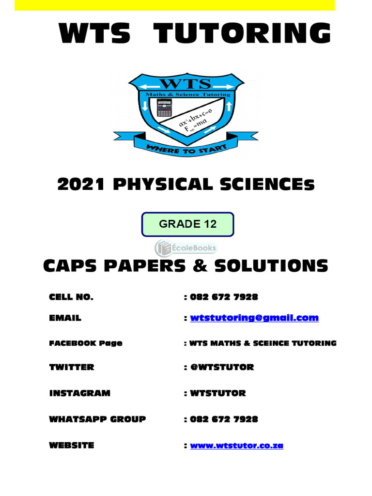 2021 Wts 12 Physical Sciecnces Guide Questions and Solutions | PDF