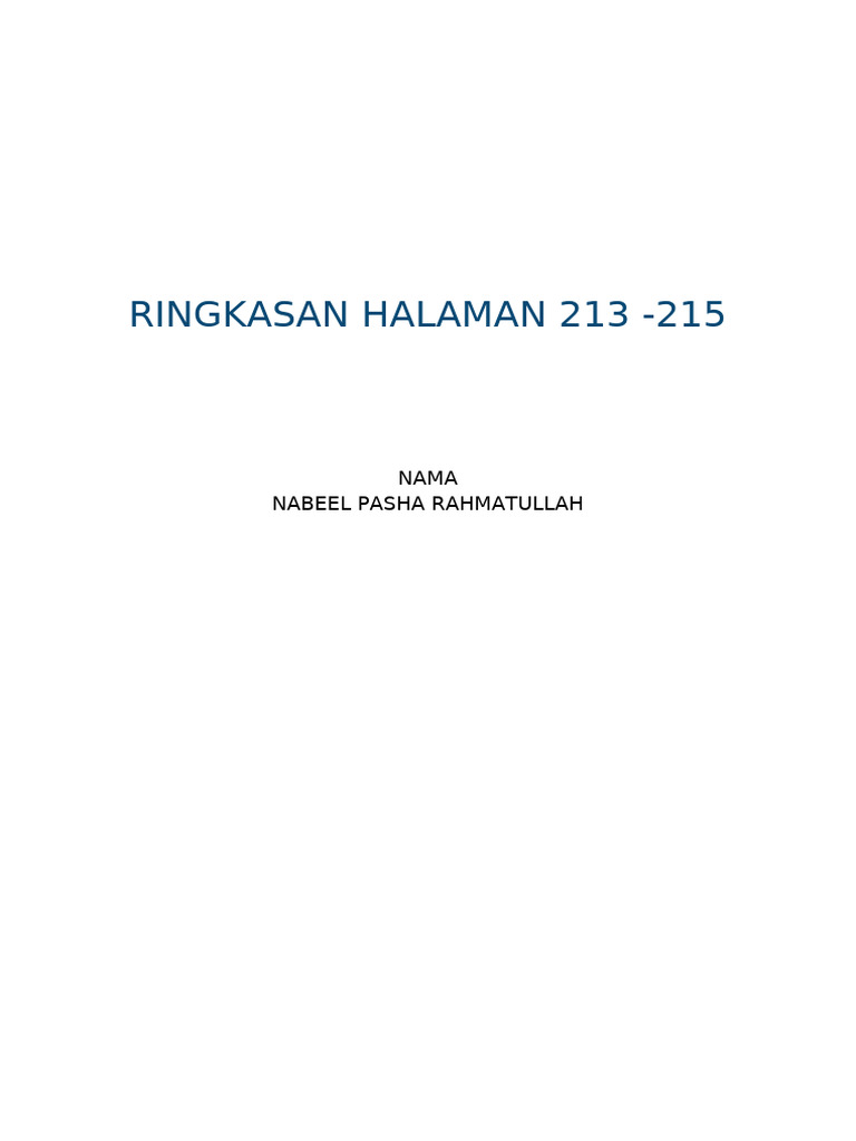 Ringkasan Halaman 213 - 215: Nama Nabeel Pasha Rahmatullah | PDF
