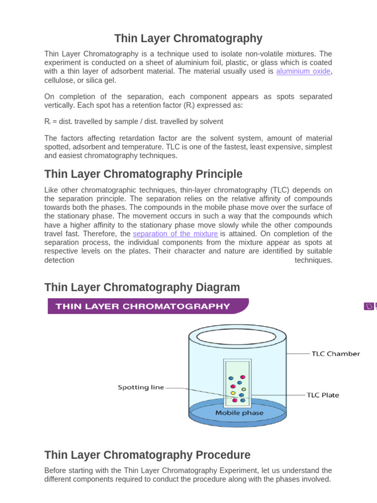 Thin Layer Chromatography | PDF