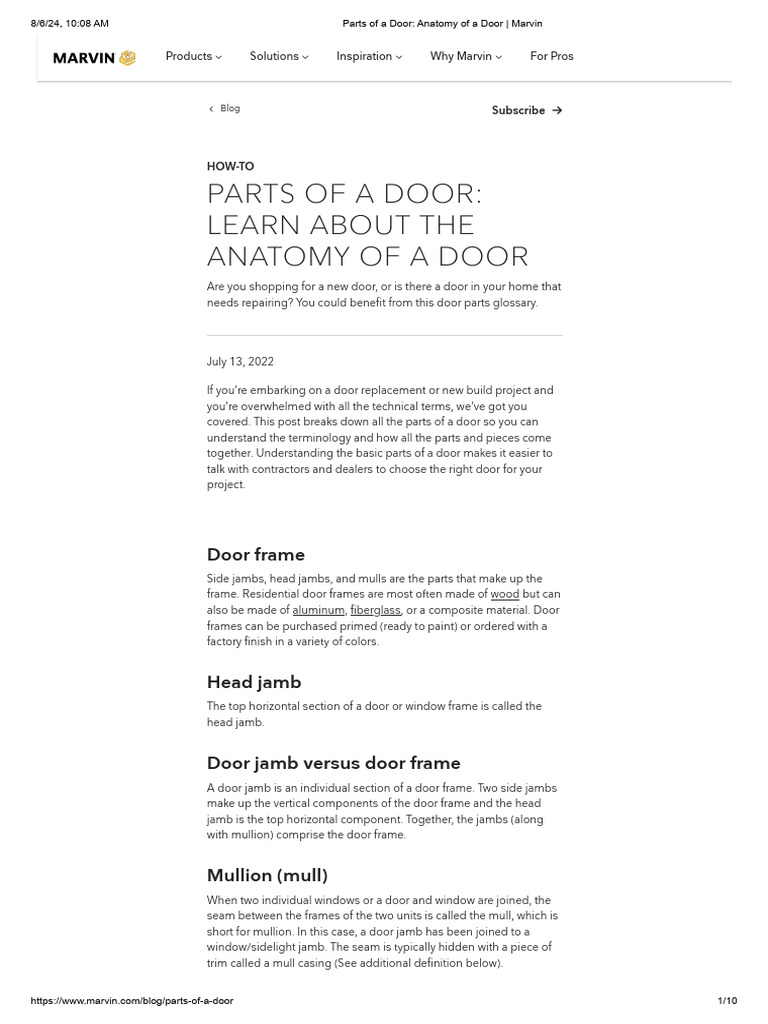 Parts of A Door - Anatomy of A Door - Marvin | PDF
