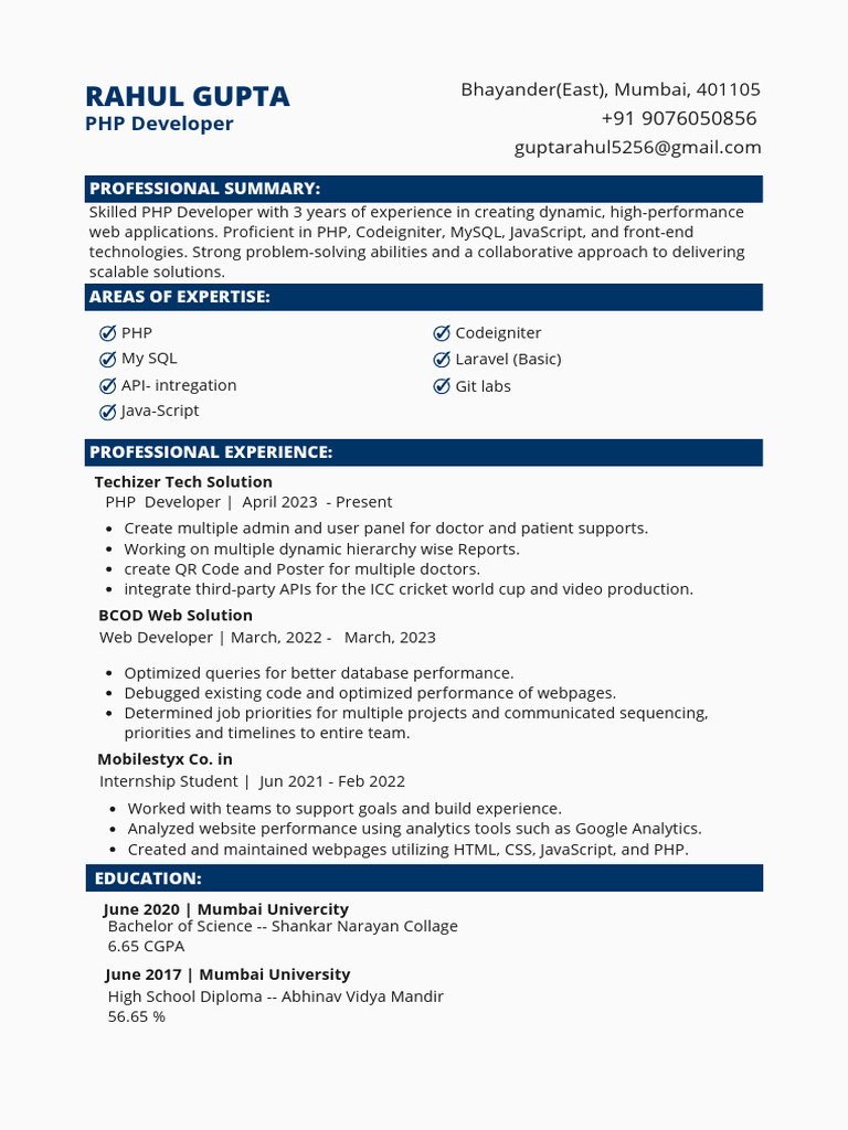 CV Rahul Gupta | PDF