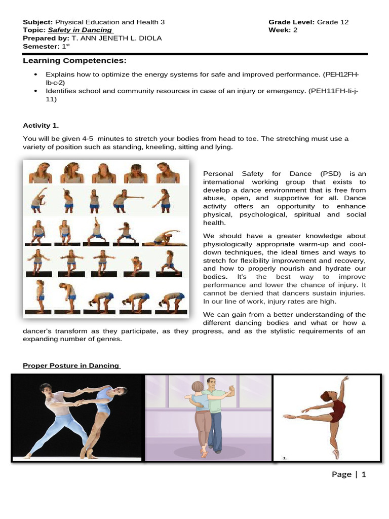 Week 2 Safety in Dancing | PDF