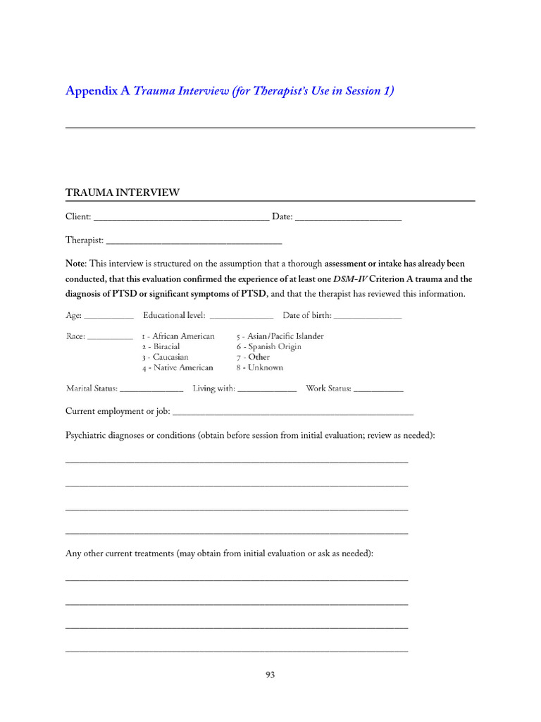 Trauma Interview (DSM IV) | PDF