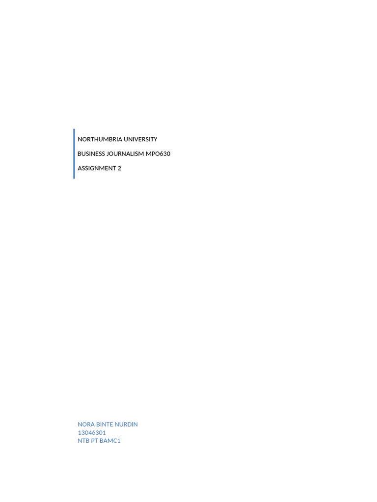 Business Journalism Assignment 2 | PDF