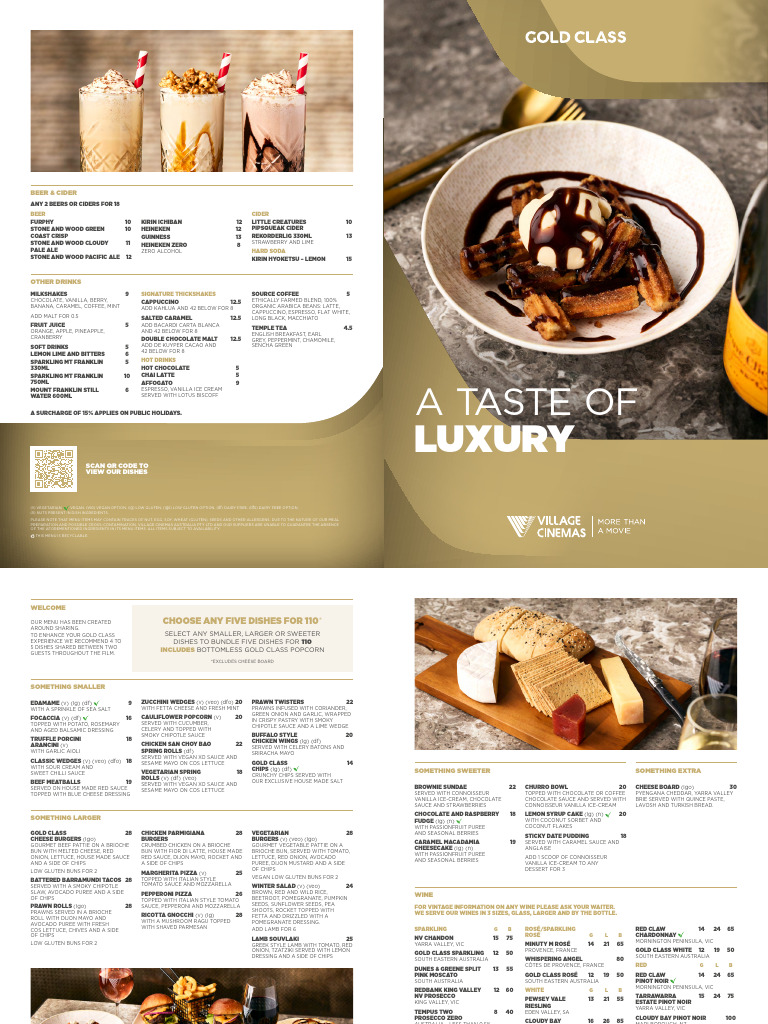 Gold Class Menu - May - 2024 - STANDARD | PDF | Drink | Cooking, Food ...