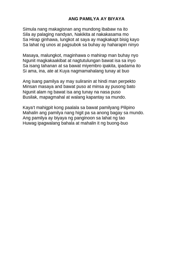 11 Tula Pamilya | PDF