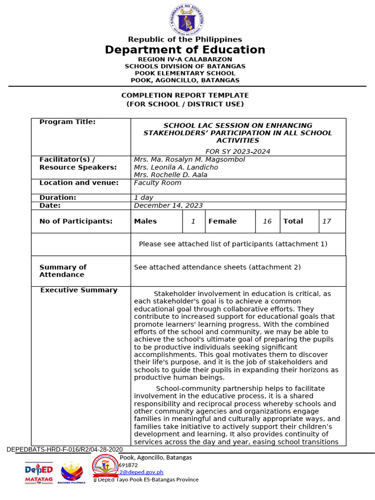 Completion-Report-December-LAC 2023-24 | PDF