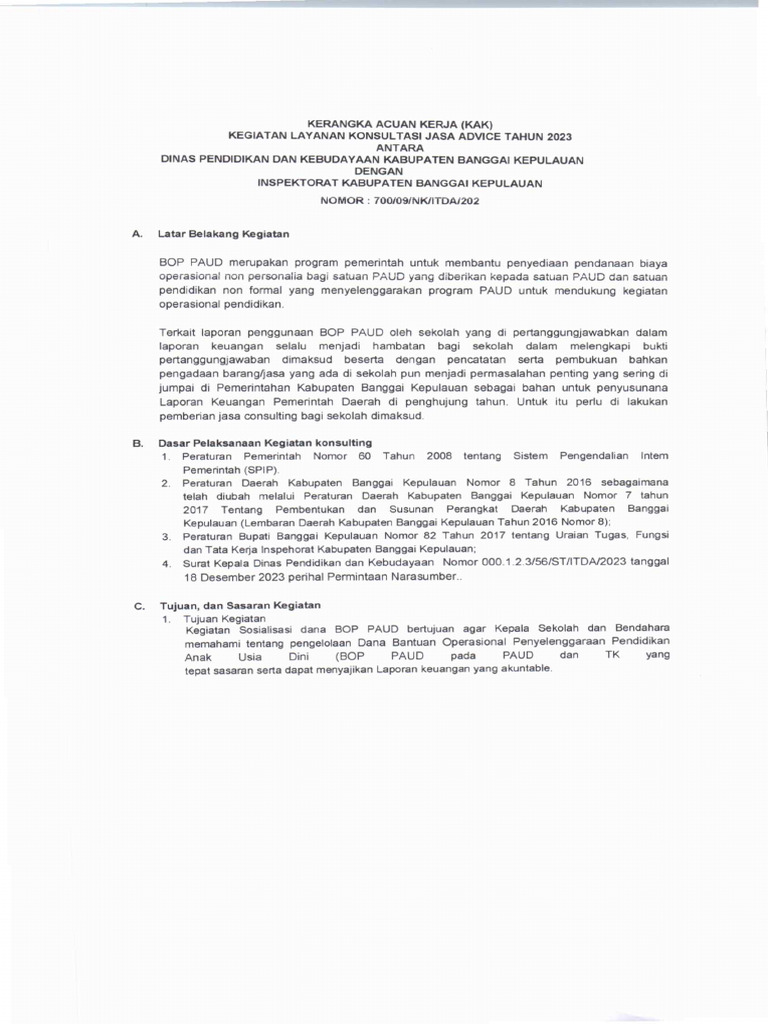 KAK Dkbud Dan Inspektorat | PDF