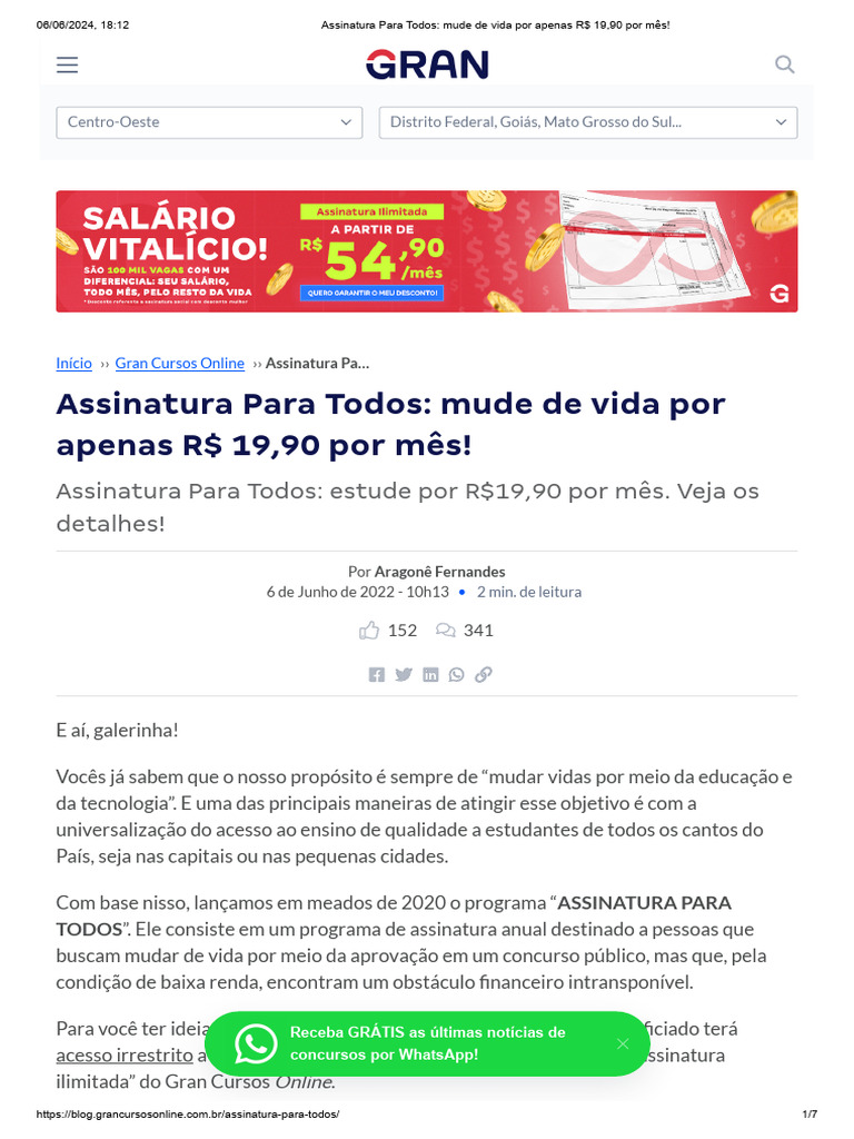 Assinatura para Todos - Mude de Vida Por Apenas R$ 19,90 Por Mês! | PDF