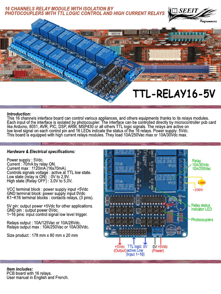 Relay 16 5v Description | PDF