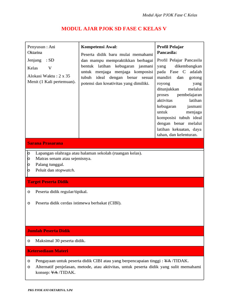 Aksi Nyata Modul Anik Kebugaran | PDF