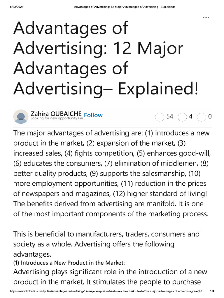 Advantages of Advertising | PDF