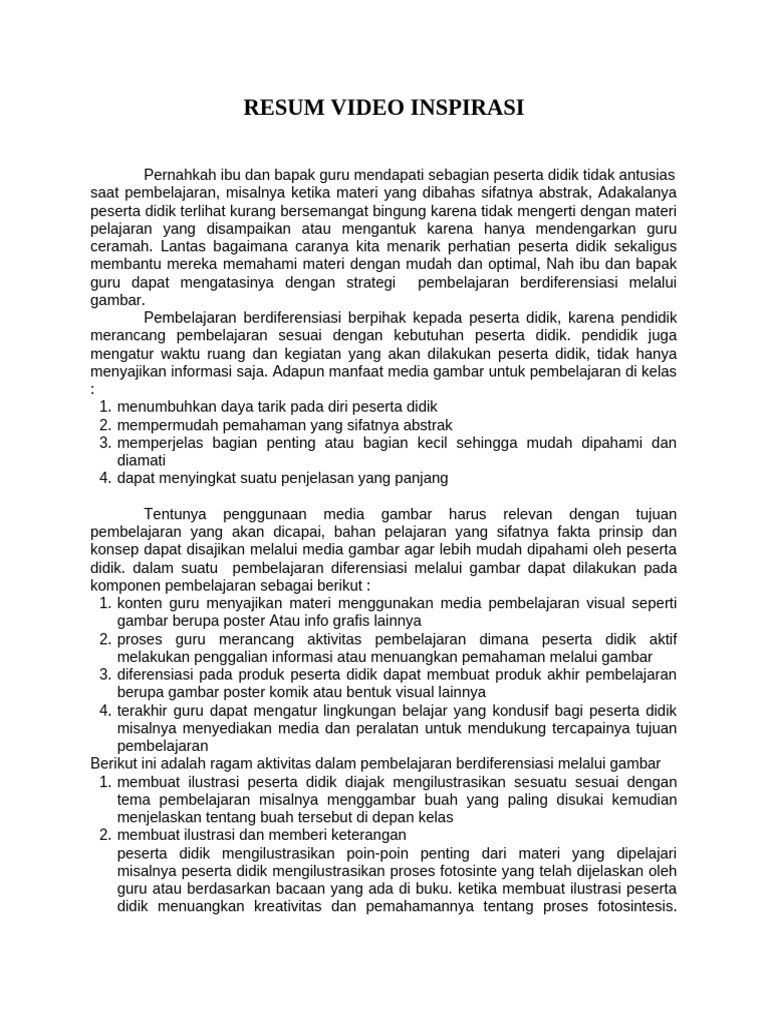 Resum Video Inspirasi 1 | PDF | Ilmu Sosial | Seni