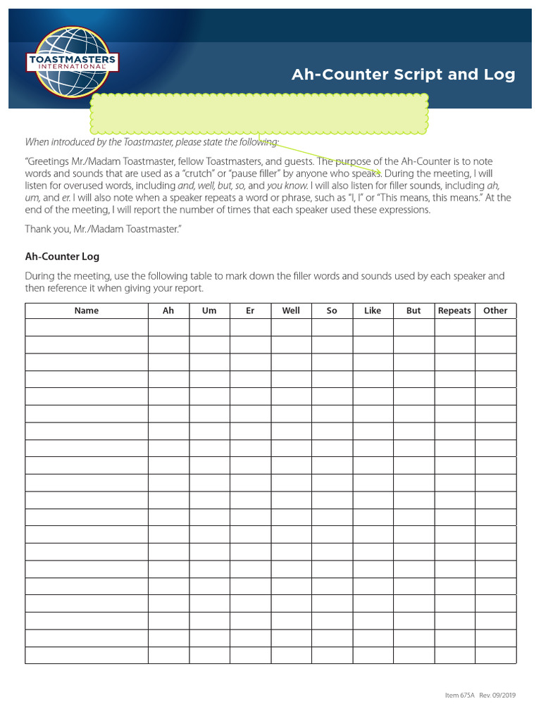 Ah Counter Script and Log A4 | PDF