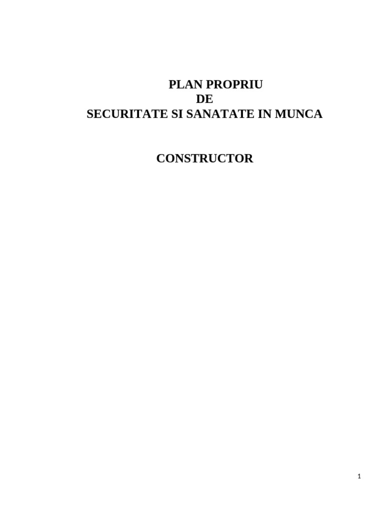 Plan Propriu SSM SC | PDF