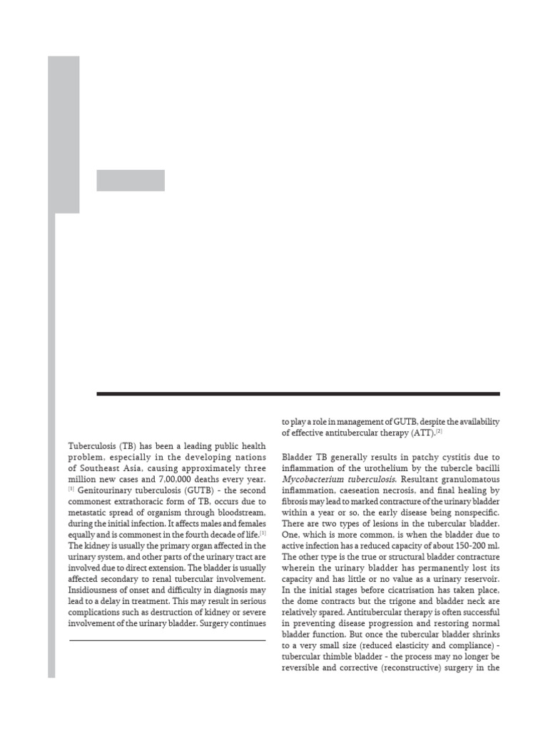 Reconstructive Bladder Surgery in Genitourinary Tuberculosis | PDF ...