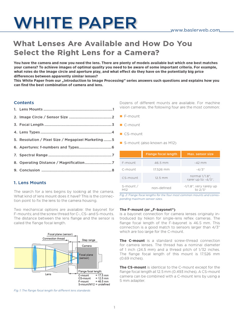 Bassler White Paper Lens Selection | PDF