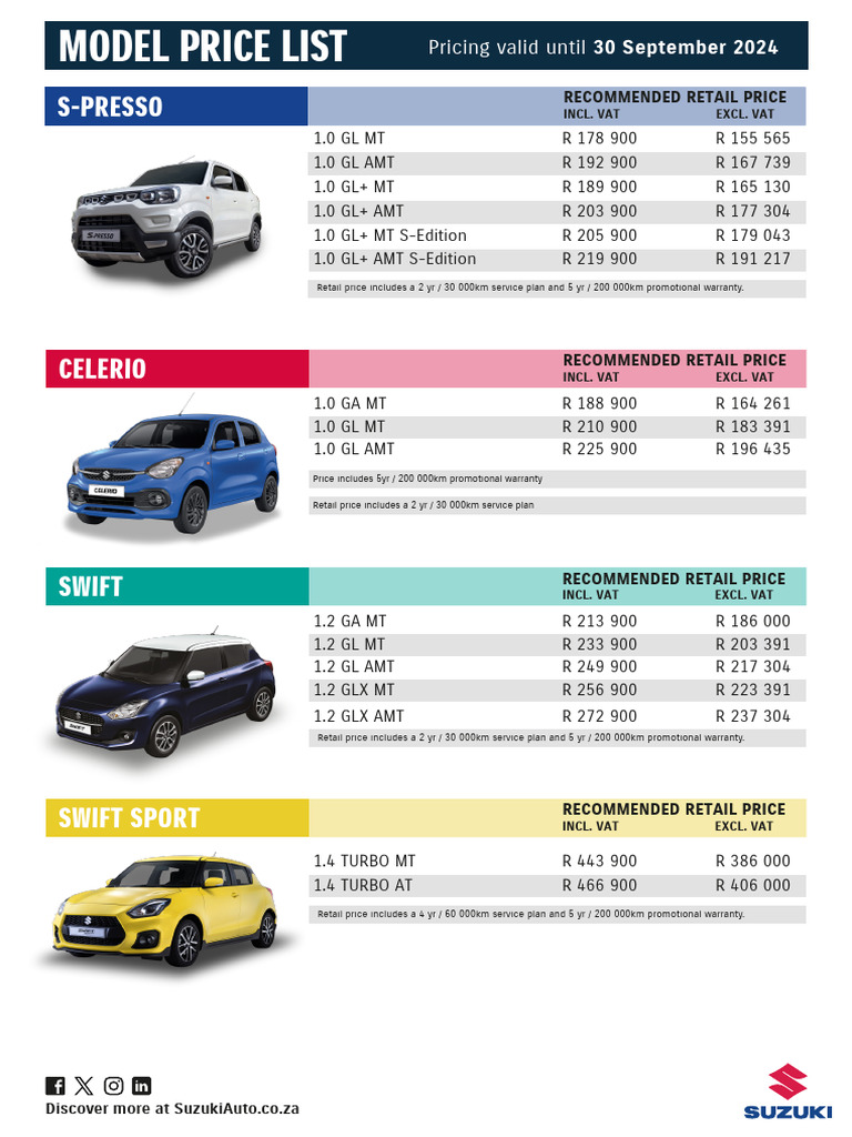 Suzuki Website Latest PriceList - May2024 | PDF