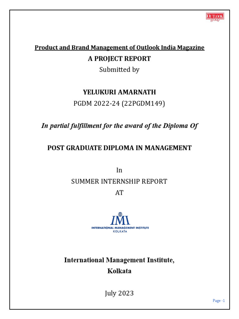 Yelukuri Amarnath - Final SIP - Report | PDF