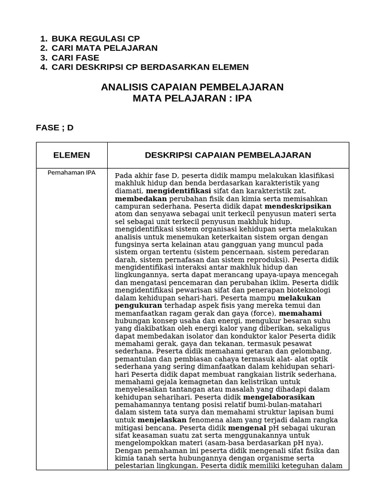 LK-1 - Analisis CP - Ipa Fase D | PDF