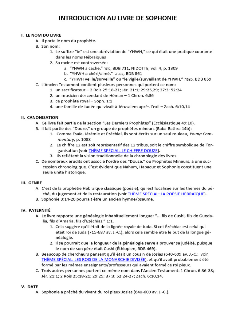 Commentaire Sophonie Intro | PDF