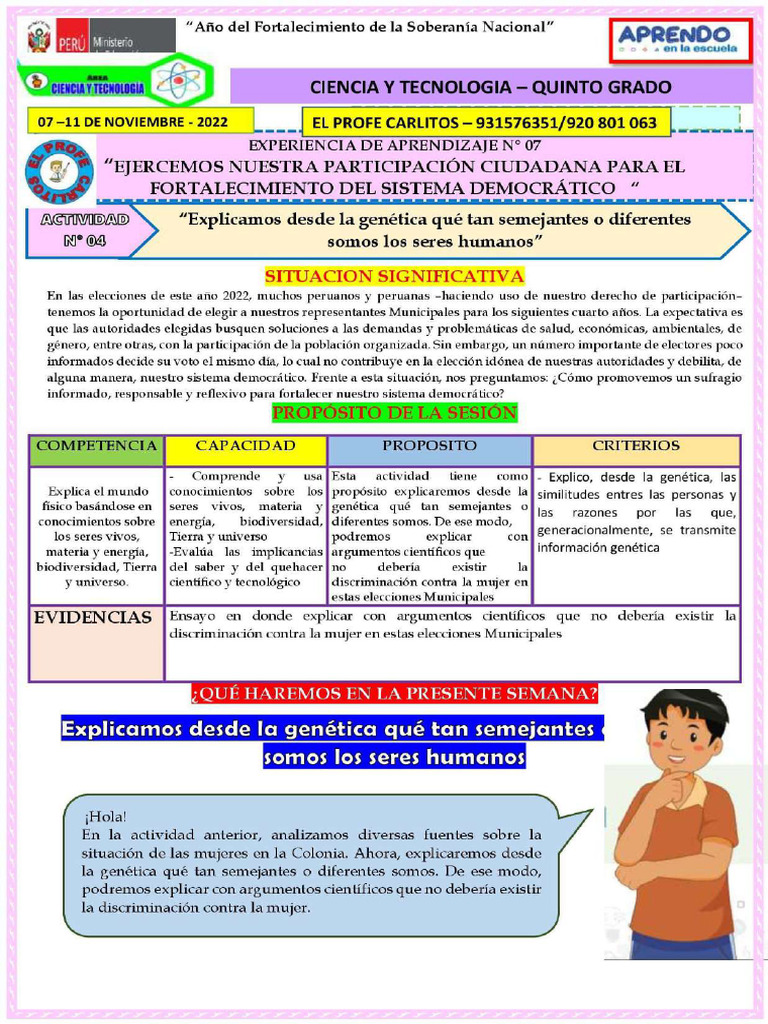 CIENCIA Y TEC. 5° - SEM.4-EDA7 - Archivos JOSEPH PONCE | PDF