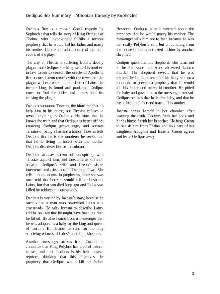 Oedipus Rex | PDF