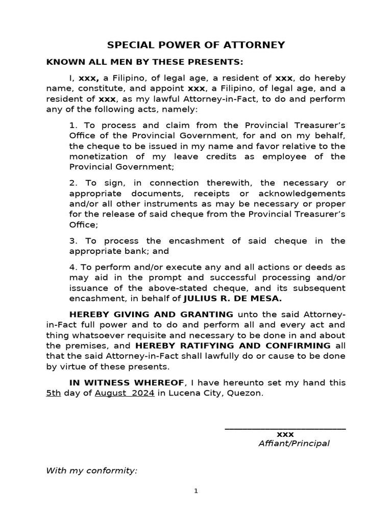 Template Revised Spa For Claiming Check | PDF