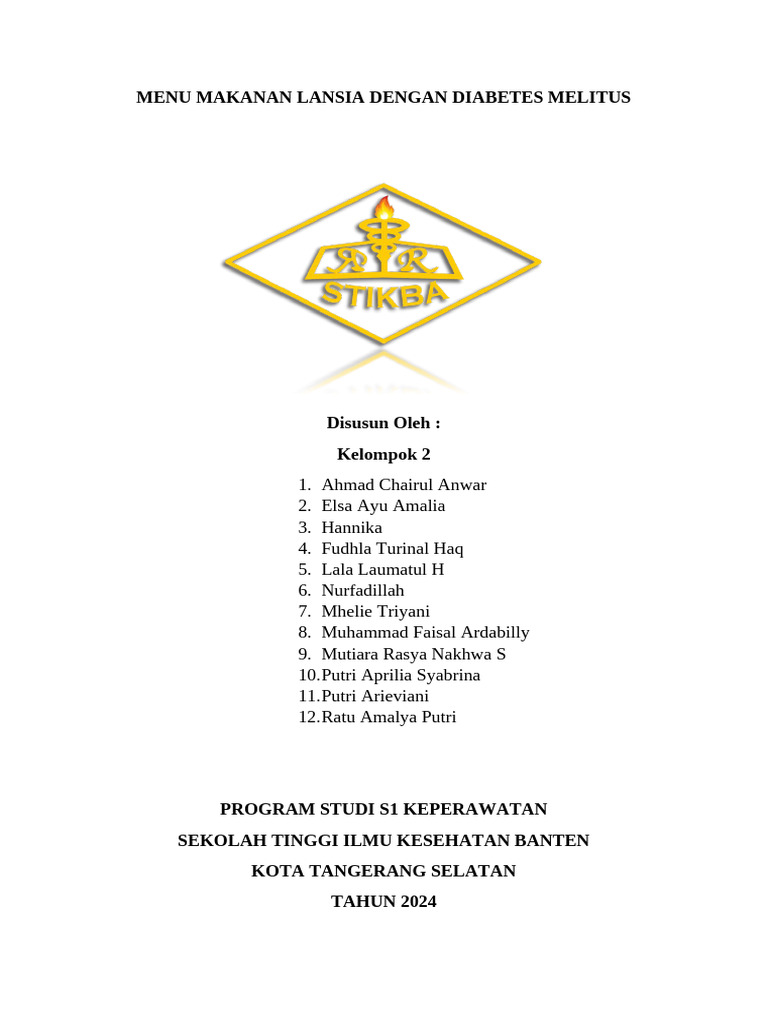 Menu Makanan Lansia Dengan Diabetes Melitus | PDF