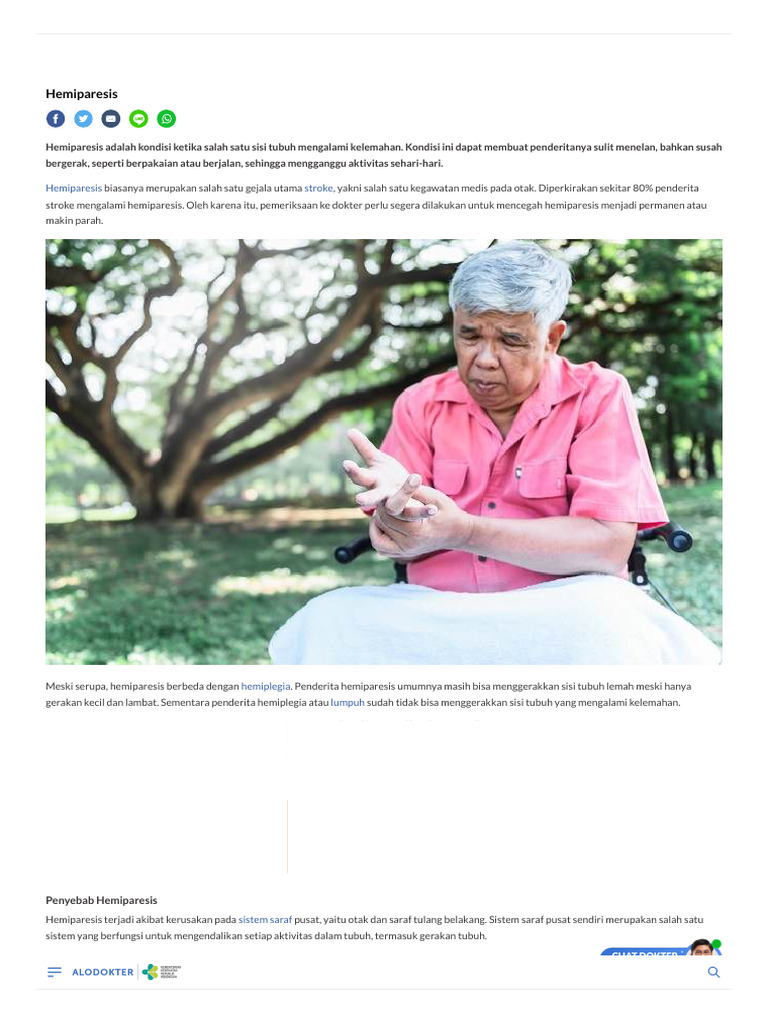 Hemiparesis - Gejala, Penyebab, Dan Pengobatan - Alodokter | PDF