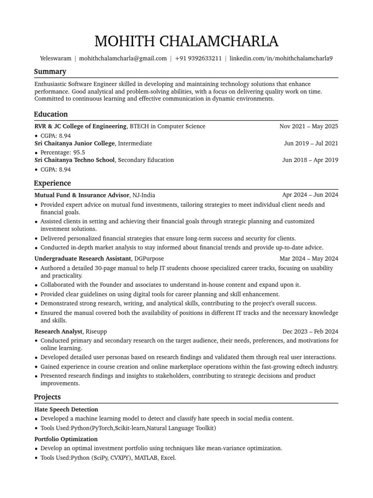 Resume Final | PDF