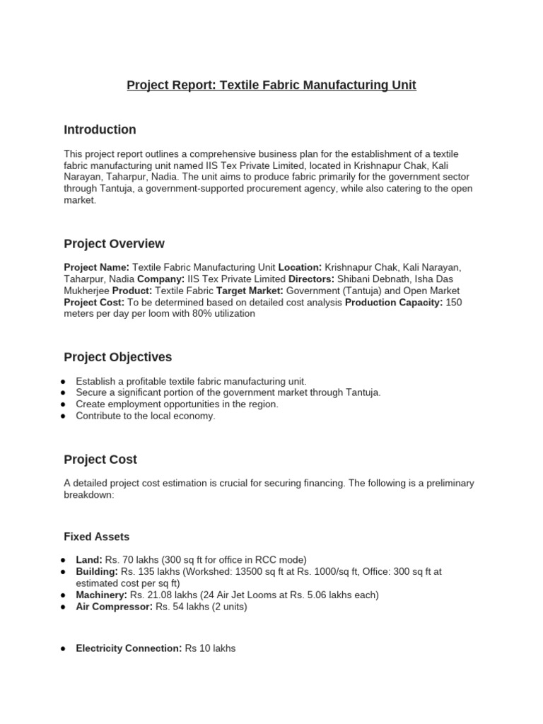 Textile Manufacturing Unit | PDF