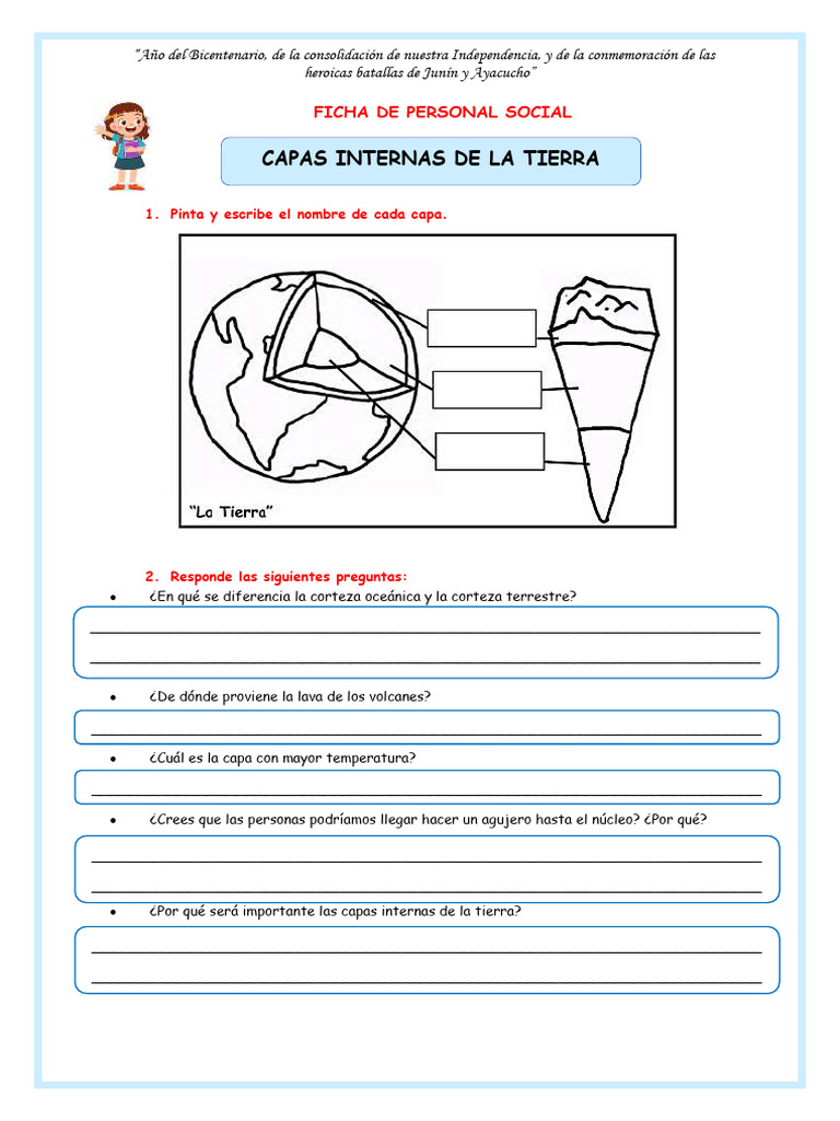Ficha PS Capas de La Tierra | PDF