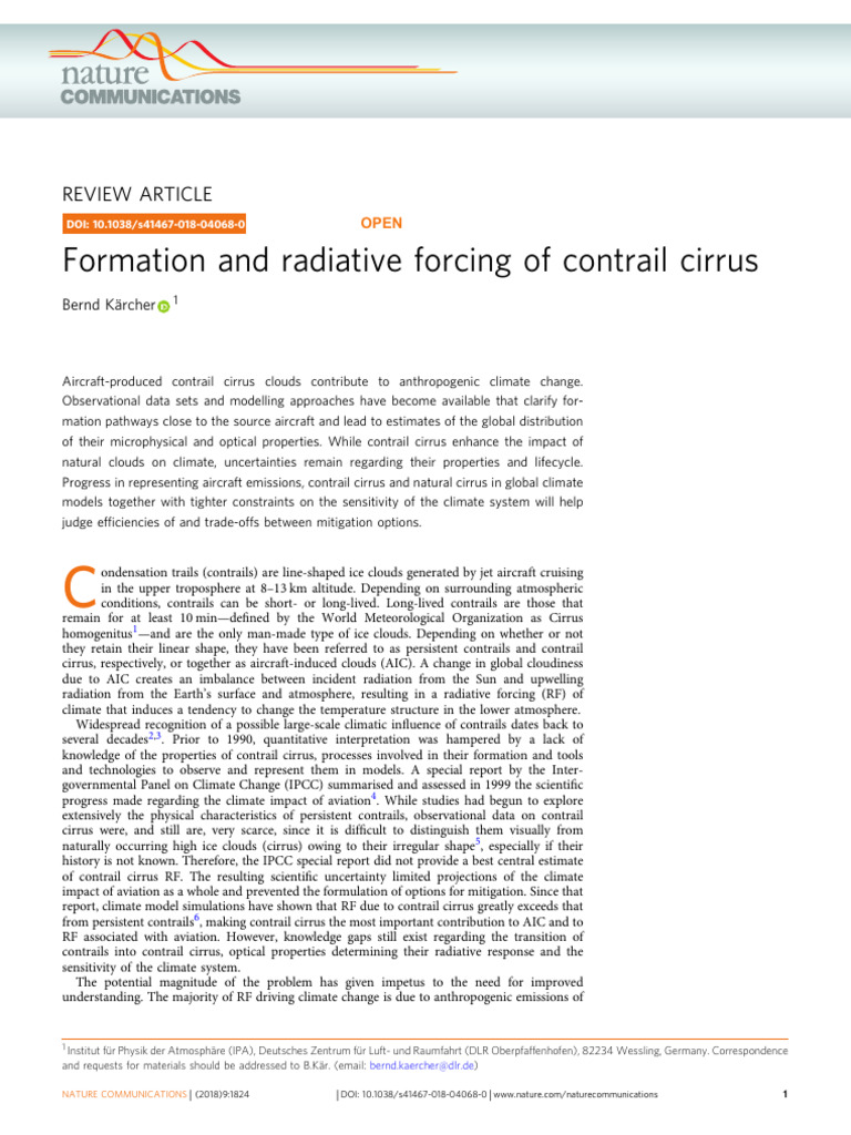 (C24) Formation and Radiative Forcing of Contrail CIrrus | PDF | Cloud | Science & Mathematics