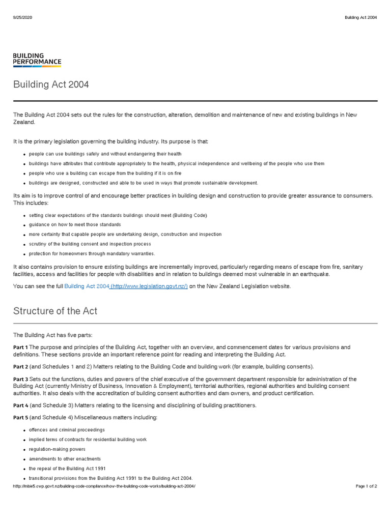 Building Act 2004 2905 | PDF