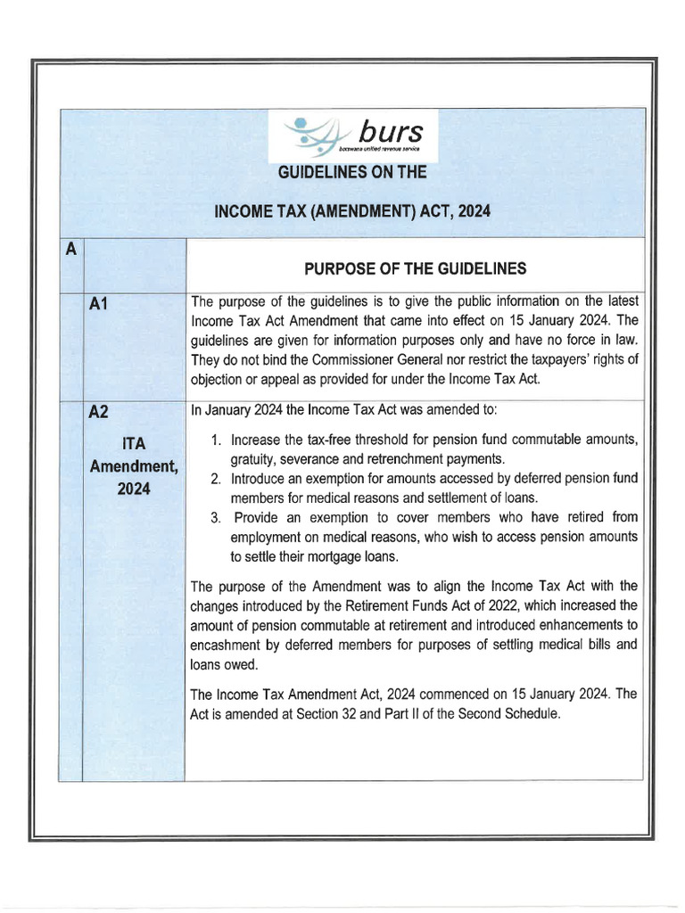 Guidelines On The Ita Amendment 2024 | PDF