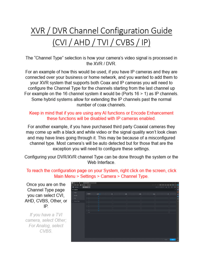 XVR Channel Types | PDF