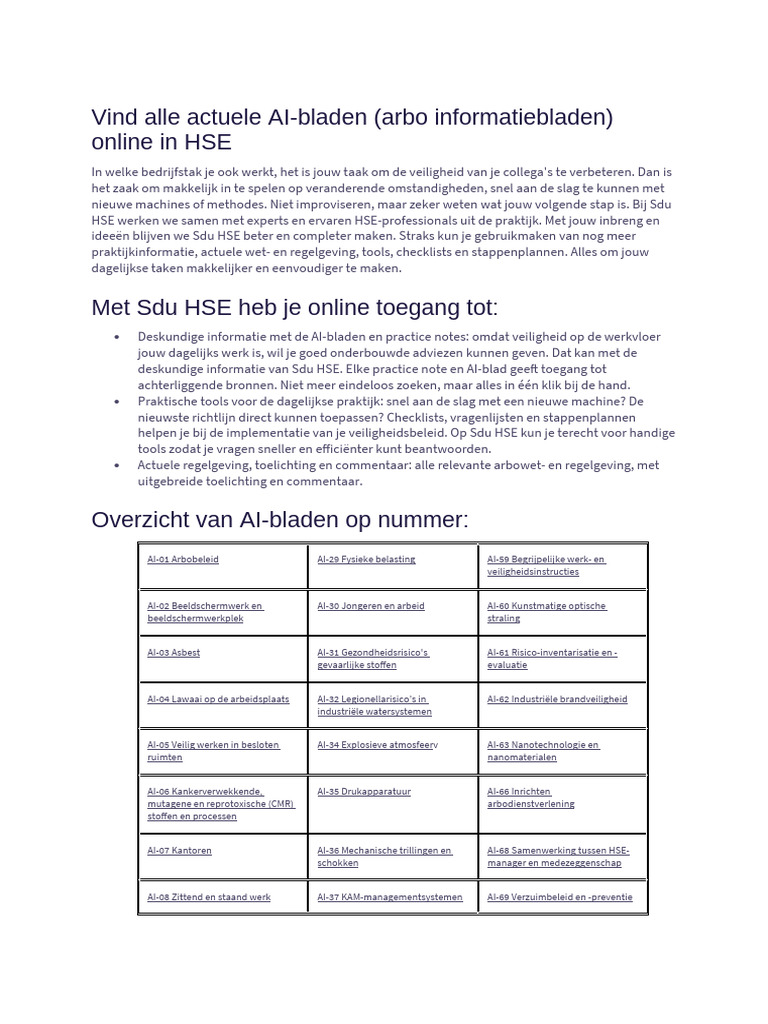 Overzicht AI - Bladen | PDF