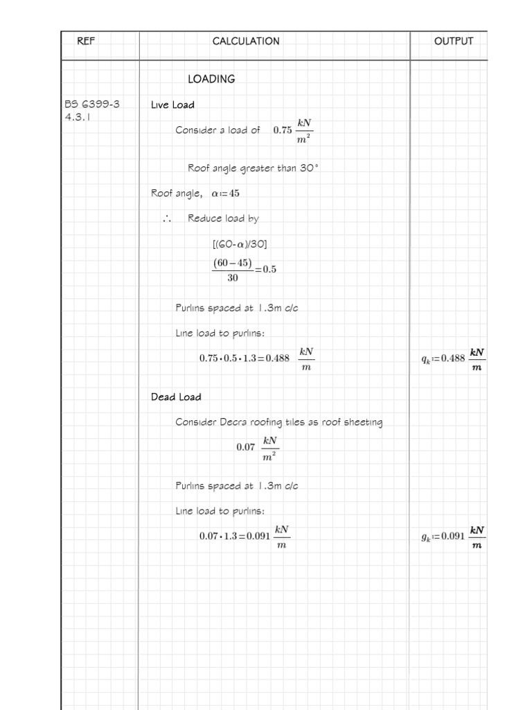 Roof Loading Calculation | PDF | Science & Mathematics | Technology & Engineering