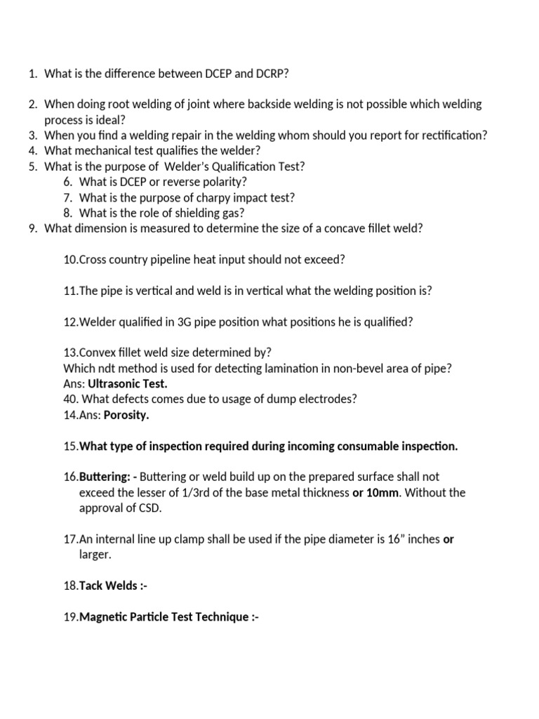 Welding Exam Questions | PDF