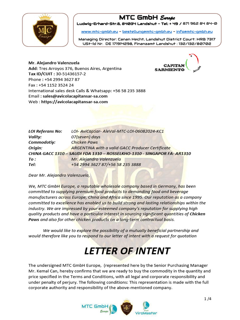 LOI - AviCapSar - AleVal-MTC-LOI-06082024-KC1 | PDF